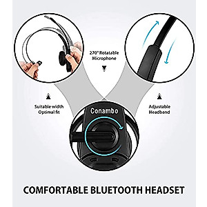 Bluetooth Headset with Microphone,Trucker Bluetooth Headset with Noise Cancelling,22Hrs Call Time,V5.0 Wireless Headset with Mute Button,On Ear Headphones for Cell Phones Business Office