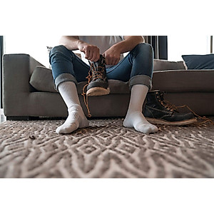 Strideline Basic Crew Socks | Quad-Ply Yarn Padding, Direct Compression and Zoned Cushioning, 3 Pack (White, Medium-Large)