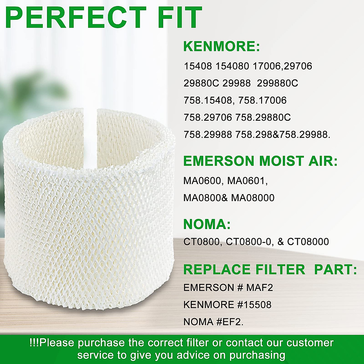 TOMOON MAF2 Super Wick Humidifier Filter Replacement -Compatible with Essick Air AIRCare MA0800 MA0600 MA060 MA08000 and 1540817006 29706 29988 Series Humidifiers,2 Pack