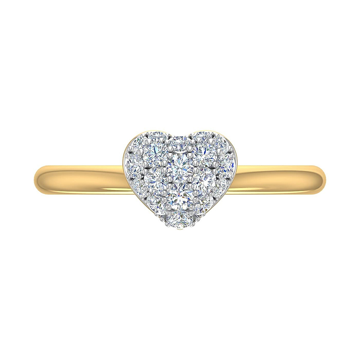 1/4 Carat Diamond Heart-Shaped Promise Ring Band in 10K Yellow Gold (Ring Size 6.25)