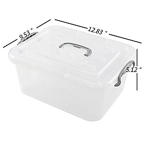 Hommp 8 L Clear Plastic Storage Box, Plastic Latching Box with Lid, 2-Pack