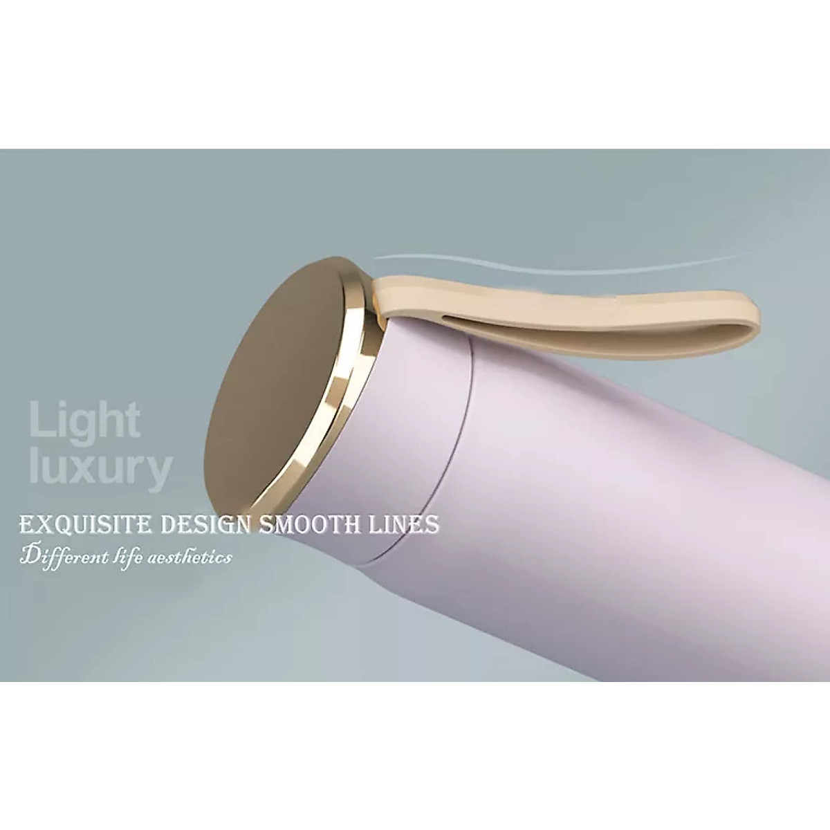 Vacuum Insulated Stainless Steel Metal Flask Thermos Water Bottle with Handle | Elegant Design | Reusable Leak Proof BPA-Free Flask for Gym, Travel, Sports, Gift | 16oz (450ml) (Light Pink)