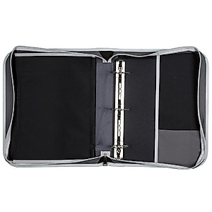 Mead 1-1/2Inch Zipper Binder, 3 Ring Binder, Heavy Duty, PRO Platinum, Gray/Black (72862)