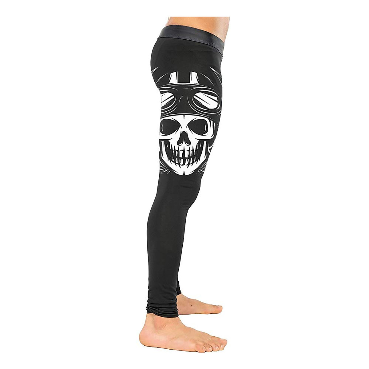 CHOO Men’s Motorcycle Skull Dry Cool Jiu Jitsu Spats Sublimated Graphics Cycling Arts Pants,M