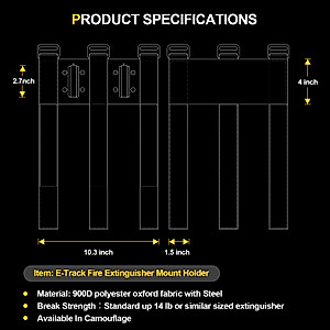 E-Track Fire Extinguisher Mount Holder for Cargo Trailer and Truck| Fire Extinguisher Mounts& Brackets up to 15 lbs|e Track Tool for Safety(Pack of 2）