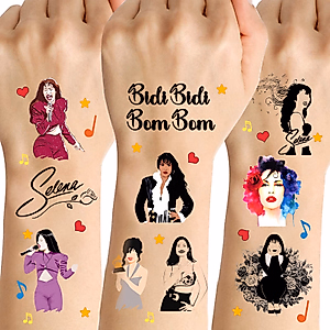 Selena Temporary Tattoos 100Pcs Selena Singer Tattoos Stickers Party decorations for Girls Kids