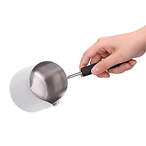 Turkish Coffee Pot, Stainless Steel Butter Milk Warmer Mini Saucepan with Heat Resistant Handle Chocolate Melting Pot for Stove 20 OZ (4.5 x 3.6 x 3.6inch)
