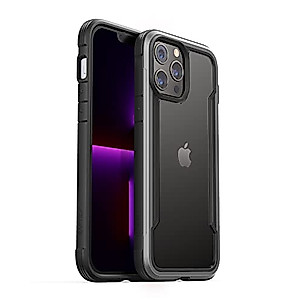 RAPTIC Shield for iPhone 13 Pro Case, Shockproof Protective Clear Case, Military 10ft Drop Tested, Durable Aluminum Frame, Anti-Yellowing Technology Case for iPhone 13 Pro, Black