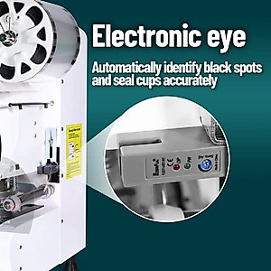 WantJoin Cup Sealing Machine Full Automatic Cup Sealer Machine 89/90/95MM 3.50/3.54/3.74IN Electric White Cup Sealing Machine 500-650 Cups/H(White)