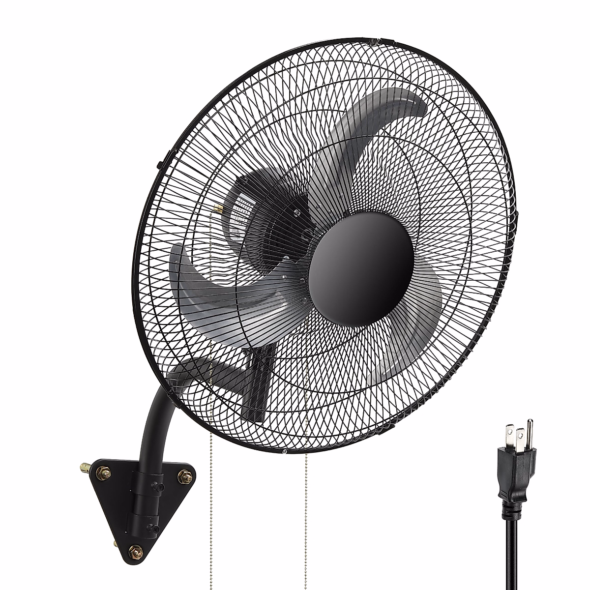 Simple Deluxe Cool Breeze 18-Inch Wall Mount Fan with 3 Speed Settings, 120-Degree Oscillation, Quiet and Effective Cooling for Home, Garage, or Workshop,Black