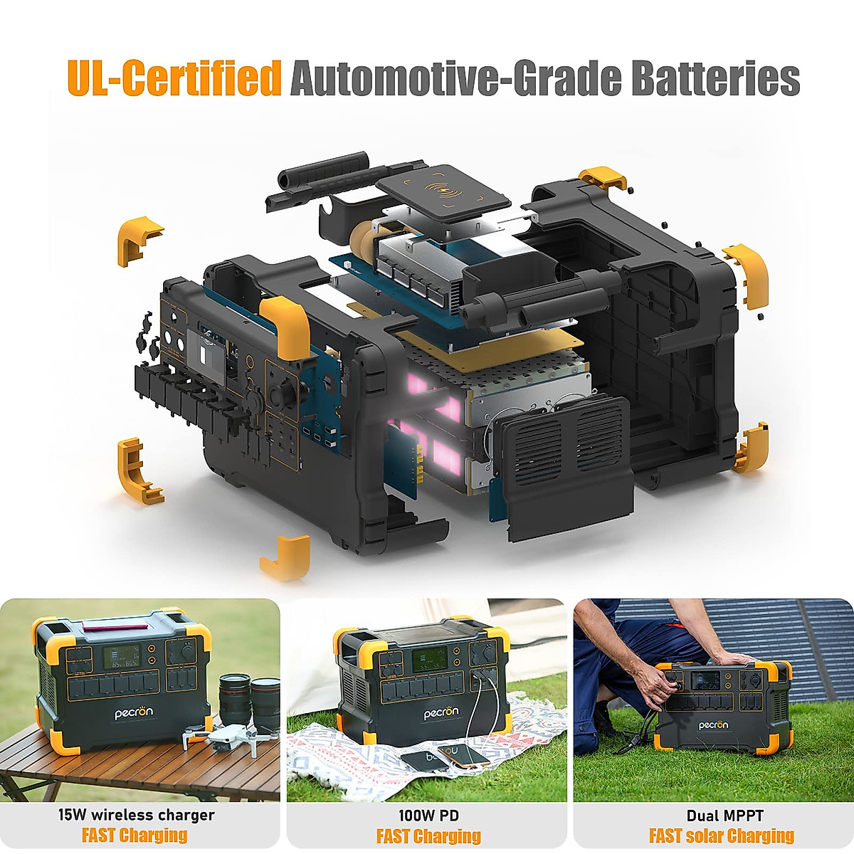 pecron E3000 Portable Power Station,3108Wh Portable Solar Generator with 6X110V/2000W AC Outlets 1200W Max Solar Input Backup Power for Outdoors Camping Fishing Emergency