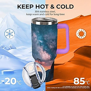 Skydiving Insulated Tumbler with Lid And Straw Stainless Steel Travel Coffee Mug 40oz Violet-style