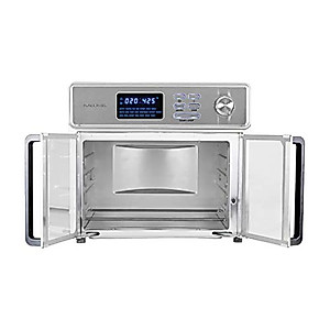 Kalorik 26 QT Digital Maxx Air Fryer Oven with 7 Accessories, Roaster, Broiler, Rotisserie, Dehydrator, Oven, Toaster, Pizza Oven and Slow Cooker. Includes Cookbook. Sears up to 500⁰F. Extra Large Capacity, All in One Appliance. Stainless Steel. AFO 47269