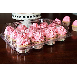 10-Pack of 12-Compartment Stackable Cupcake Carrier - High Tall Dome Clear Cupcake Boxes for Mini or Full-Size Cupcakes, Cupcake Containers Plastic Disposable, Cup Cake Holders