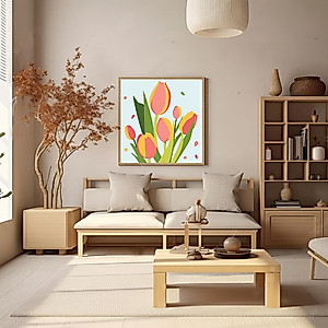 cupmod 2 Pack Framed Paint by Number for Kids,Easy Flower Painting Paint by Numbers Kits on Canvas,DIY Acrylic Oil Painting for Home Wall Decor(8x8inch)