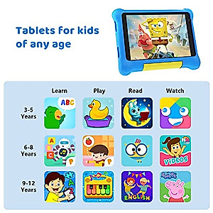 FancyDay Kids Tablet, 7 inch Tablet for Kids with Parental Control, Kidoz Installed, 2GB RAM+32GB ROM Android 12 System, Dual Camera, Toddler Tablet with Protective Case (Blue)