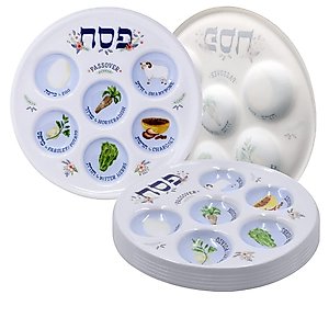 The Dreidel Company Passover Seder Plate Deluxe Quality Plastic 10" Disposable Plates (10-Pack)