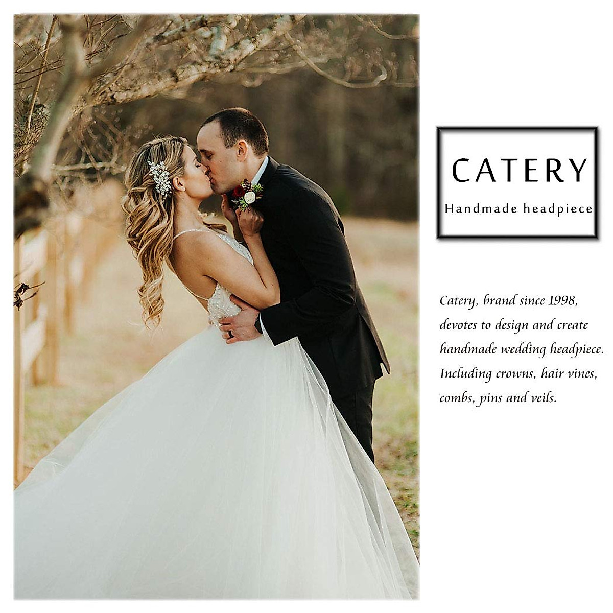 Catery Crystal Bridal Hair Combs Rhinestones Hairpieces Flower Wedding Clips Accessories for Brides and Women Pack of 1(Silver)