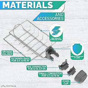 Faucet Rack for Kitchen Sink Sponge Caddy - Bathroom Sink Faucet Sponge Holder Soap Holder Kitchen Sink Organizer - Stainless Steel Sponge Holder for Kitchen Sink Suction Kitchen Storage Dish Rack