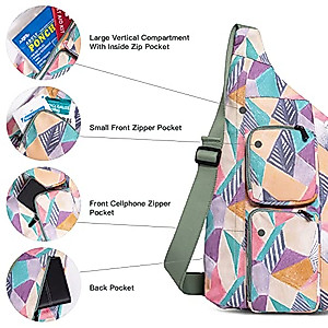 MJNUONE Unique Bohemia lattice Sling bag for Women Crossbody Chest Bag for Travel Outdoors Gym Biking