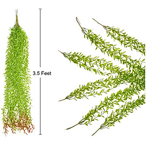 5Pcs Artificial Vines, Fake Greenery Garland Willow Leaves, Hanging Ivy Garland for Wedding Party Home Garden Wall Backdrops Decor