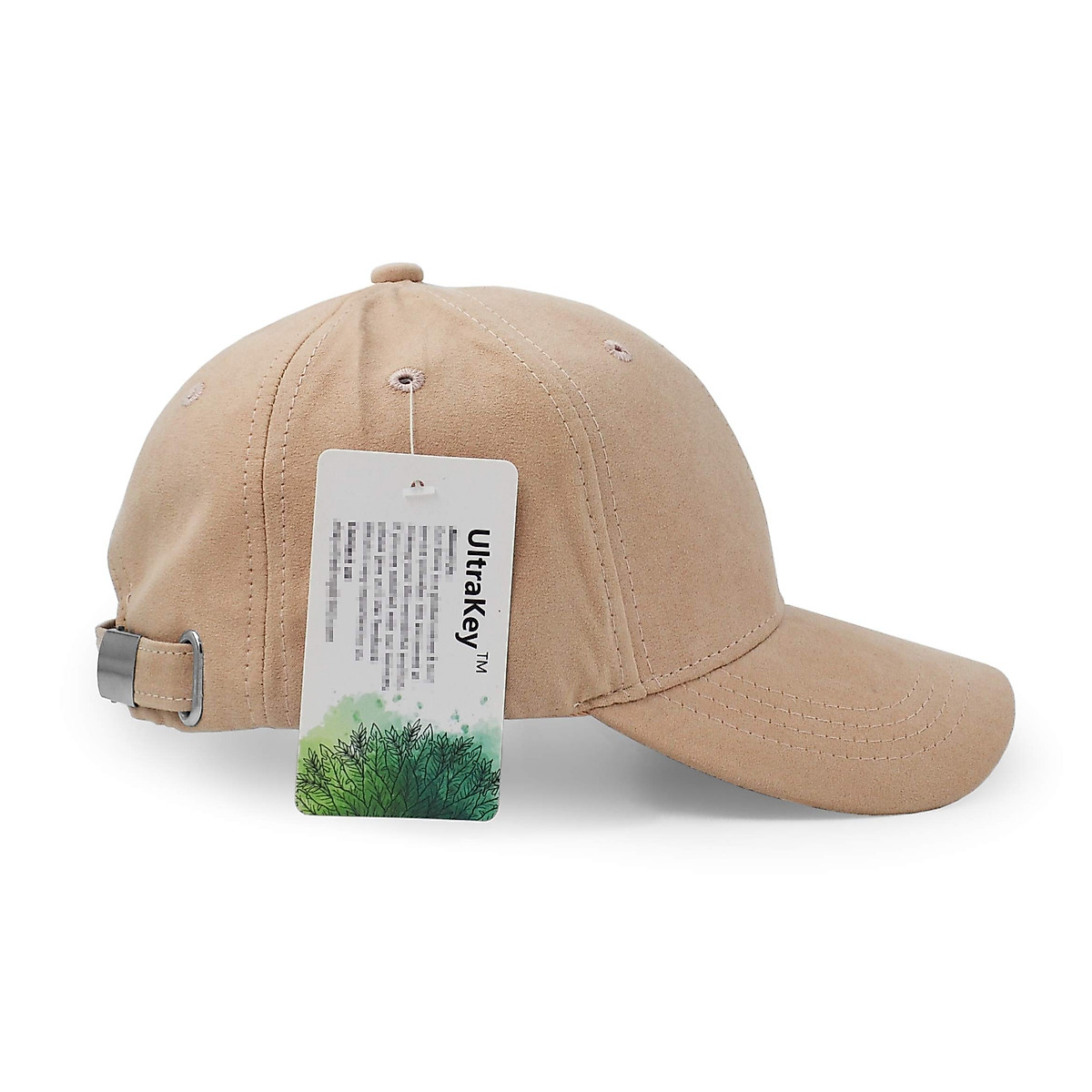 UltraKey Suede Baseball Cap, Unisex Faux Suede Leather Classic Adjustable Plain Hat Baseball Cap(Khaki)