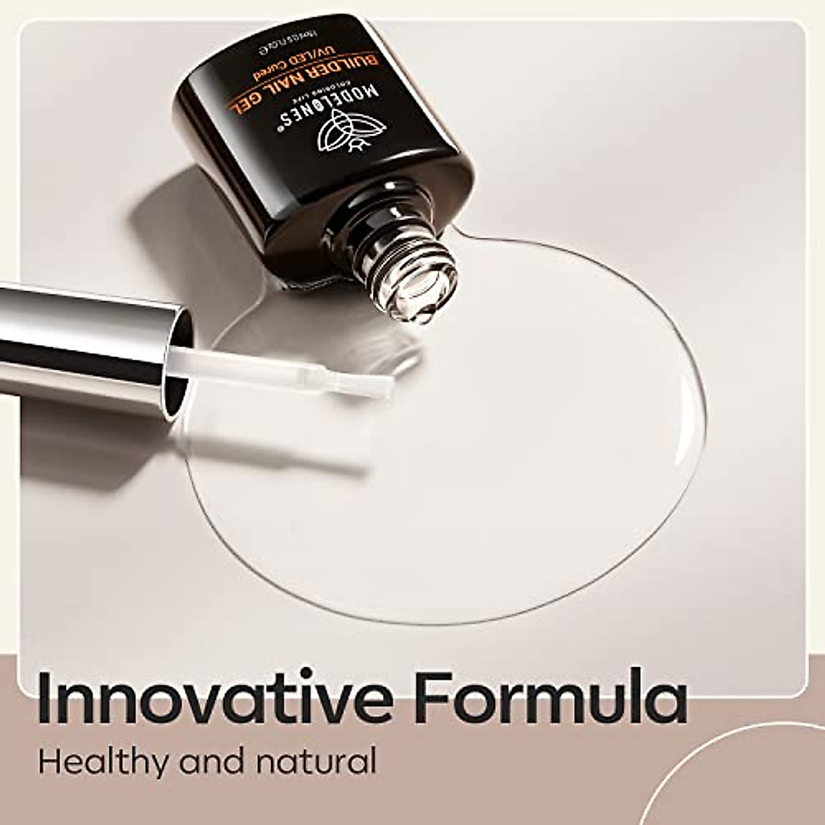 modelones Builder Nail Gel, 7-in-One Clear Gel Builder for Nail Thickening, LED Nail Lamp Cured Hard Gel Nail Strengthener Extension Gel Base Rhinestone Nail Glue Gel in a Bottle