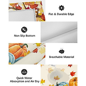 Thanksgiving Fall Outdoor Rugs for 5'x8' Patios Clearance, RV Camping Mat Rug Portable Outside Rug Indoor Outdoor Area Rug Mat for Beach Deck Pool Pumpkin Autumn Maple Leaves