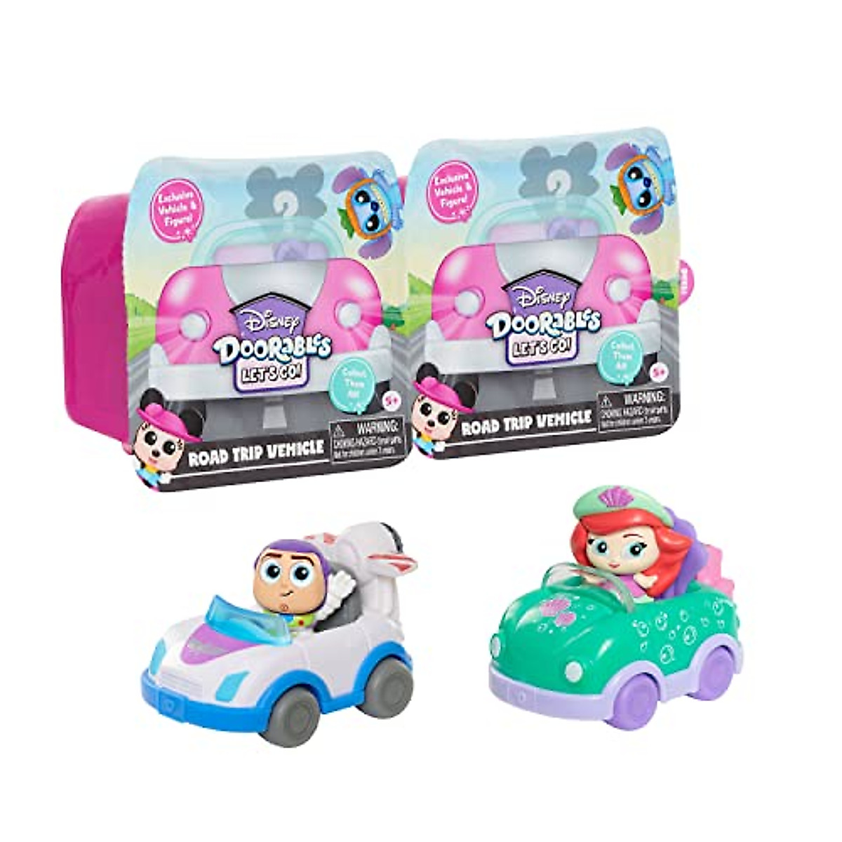 Disney Doorables Let’s Go Vehicles 2-Pack Series 1, Toy Figures, Officially Licensed Kids Toys for Ages 5 Up, Amazon Exclusive
