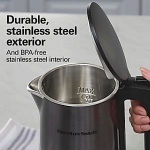 Hamilton Beach Digital Temperature Control Electric Tea Kettle, Hot Water Boiler & Heater 1.7L, 5 Preset Modes + Keep Warm, Fast Boil 1500 Watts, BPA Free, Double Wall Construction, Black (40851)