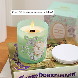 Pear Freesia & English Rose Scented Candle with Apple, Orange Blossom | Highly Scented Natural Soy Candles for Home | Wood Wick Candles for Men & Women | Large Aromatherapy Spring Candle Gifts 10.6 oz