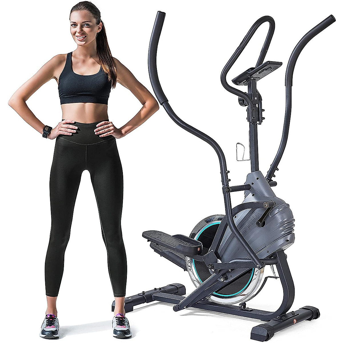 Stepper Elliptical Trainer Climber Exercise Machine with Digital Monitor for Cardio Fitness Home Workout Equipment, Black