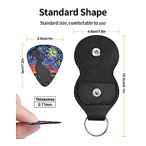 Cool Guitar Picks 12 Medium Pack with Leather Picks Holder,Unique Artistic Personalized Guitar Pick Punch for Electric Guitar Bass Acoustic Guitar Lovers Gift (Cat Medium)