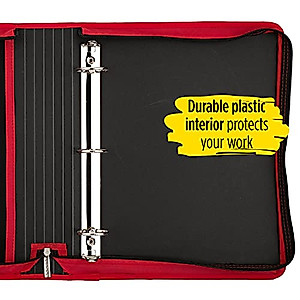 Five Star 1-1/2 Inch Zipper Binder, Ring Binder, Red (72356)