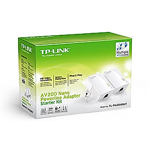 TP-Link AV200 Nano Powerline Adapter Starter Kit, up to 200Mbps (TL-PA2010KIT)