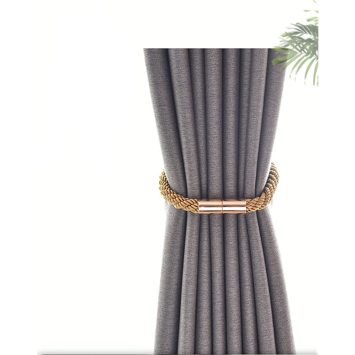 Cheeroyal Strong Magnetic Curtain Tiebacks Modern Simple Style Drape Tie Backs Convenient Decorative Weave Rope Curtain Holdback for Home&Office Window Drapery (Pink)