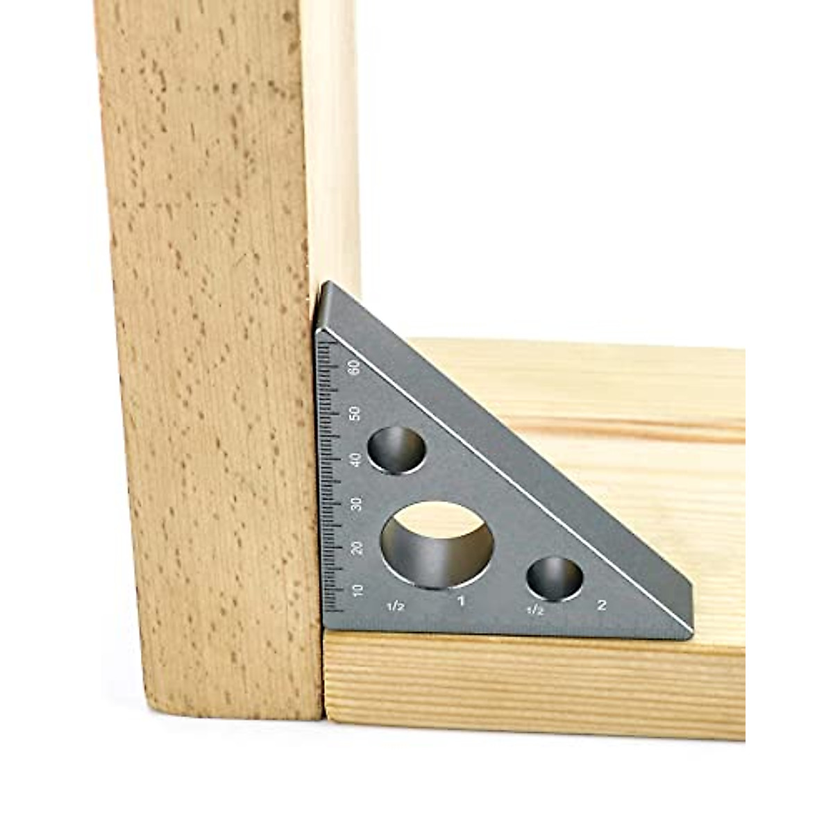 QWORK Aluminum Alloy 45 Degree Angle Ruler, Woodworking Carpenter Imperial Metric Square Triangle Ruler Angle Measurement Workshop Measurement Tool