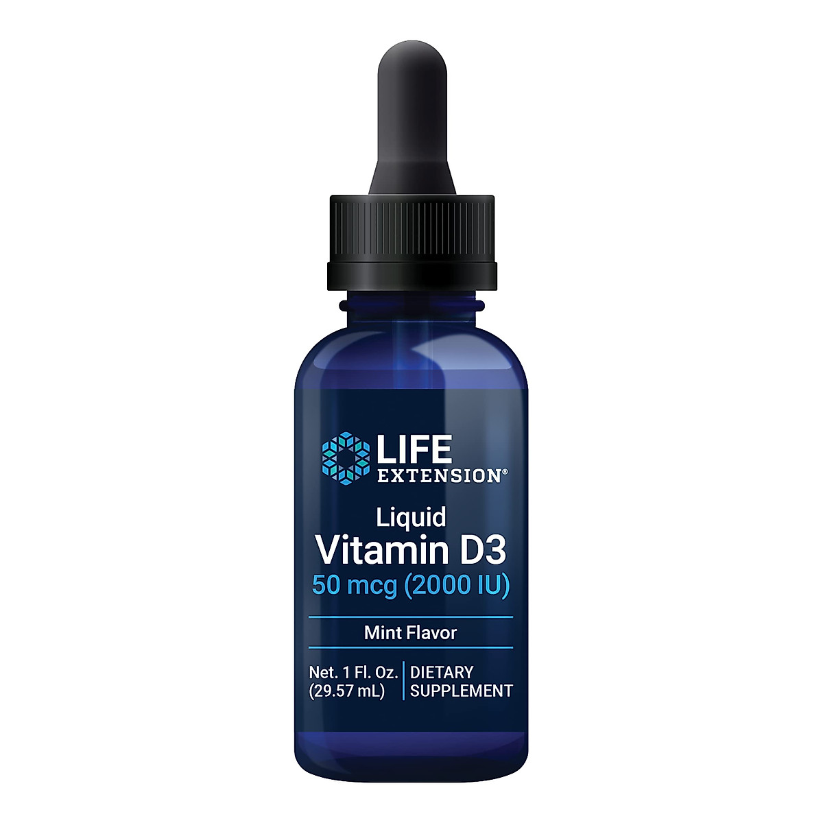 Life Extension Liquid Vitamin D3 (Mint) – Bone, Brain and Immune Support in Liquid Form – Non-GMO – Gluten-Free – 50 mcg (2000 IU)— 1 fl. oz (29.57 ml)