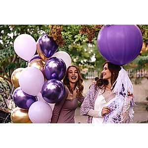 62pcs Metallic Purple Latex Balloons Various Sizes Chrome Balloon 12/10/5 inch Helium Balloon Perfect for Party Birthday Valentines Baby Shower Bridal Shower Wedding Anniversary Balloons