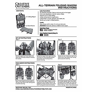 Creative Outdoor Wagon for Kids Push Pull Collapsible Stroller All-Terrain Folding Cart, Supports Upto 150lbs Weight Capacity | with Divider | Beach Park Garden & Tailgate | Green