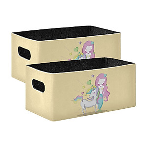 J JOYSAY Mermaid Unicorn Storage Basket Felt Storage Bin Collapsible Nursery Baskets Convenient Box Organizer for Makeup Hair Supplies