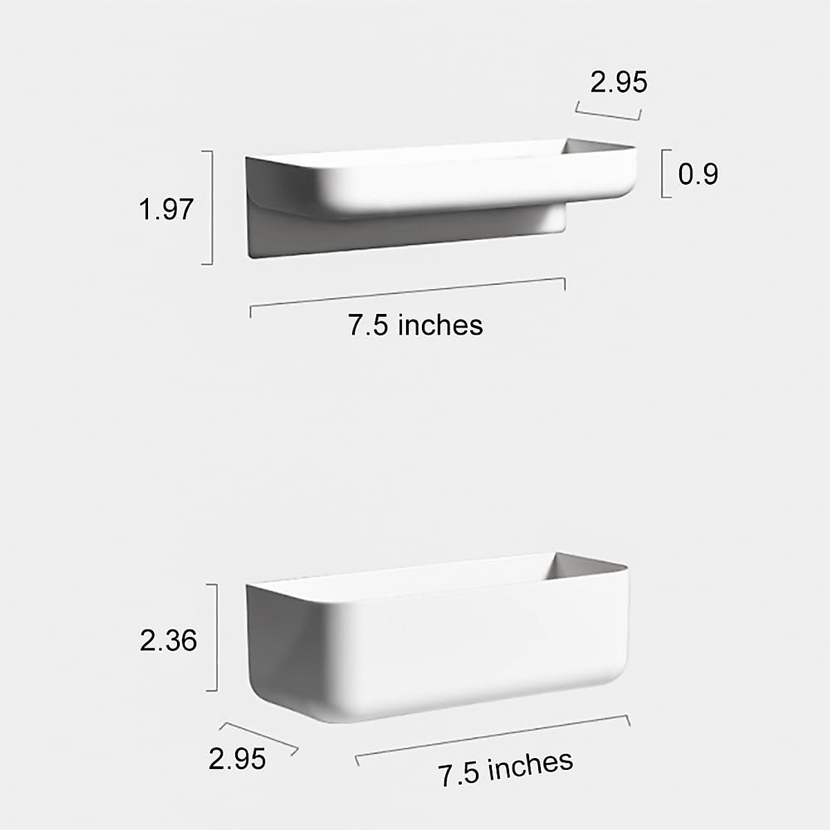 ePizdiz Adhesive Plastic Floating Shelf Stick on Wall Mounted Shower Caddy Shower Organizer for Bathroom Kitchen Bedside Extra Storage Needed (2pcs Tall)