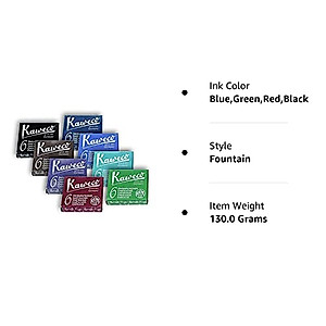 Kaweco Fountain Pen Ink Cartridges short, 8 colors, 8 x 6 pieces