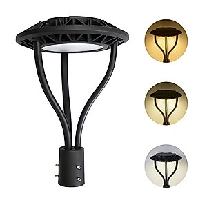 LED Post Top Pole Light with Dusk to Dawn Photocell, 20W/30W/40W/60W Wattage Selectable, 3000K/4000K/5000K CCT Tunable, LED Garden Area Lights for Pathway IP65 Waterproof