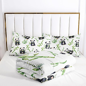 AILONEN Panda Kids Comforter Set Full Size, Kawaii Cute Cartoon Panda Bedding Set for Kids Boys Girls,Cute Duvet Set for All Season,Soft Breathable 3 PCS,1 Quilt and 2 Pillowcases