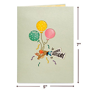 Paper Love 3D Pop Up Birthday Card, Birthday Cat, For Adults and Kids - 5" x 7" Cover - Includes Envelope and Note Tag