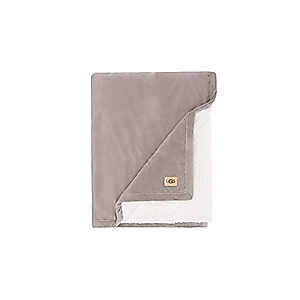 UGG Bliss Sherpa Throw Blanket - Plush Oversized Reversible Accent Blanket - 50” x 70” - Oyster