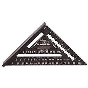 Johnson Level & Tool 1959-0700 Magnetic Johnny Square Professional Easy-Read Aluminum Rafter Square, 7", Black, 1 Square
