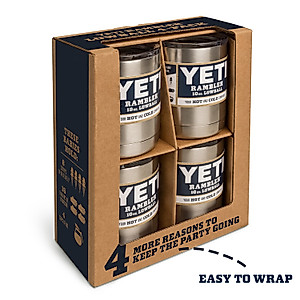 YETI Rambler 10 oz Lowball, Vacuum Insulated, Stainless Steel with Standard Lid, 4 Pack