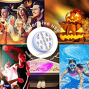 Submersible Swimming Pool Light 16 Colors Underwater led Lights Waterproof IP68 13 Super Bright LED with RF Remote Control Suitable for Pond Fountain Aquarium Flower Pot Garden Party (a pack of 1)